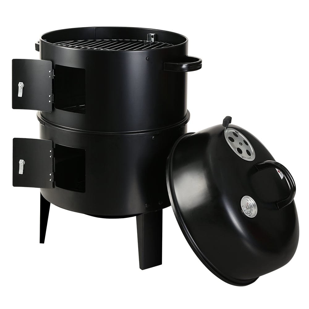 Grillz BBQ Grill 3-In-1 Charcoal Smoker Tools for Home Use